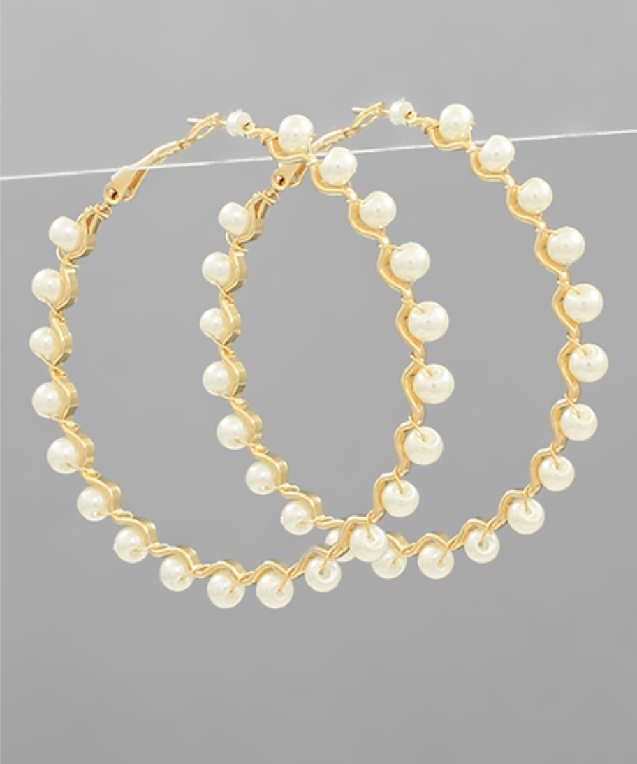 Bead & Winding Hoops-Gold